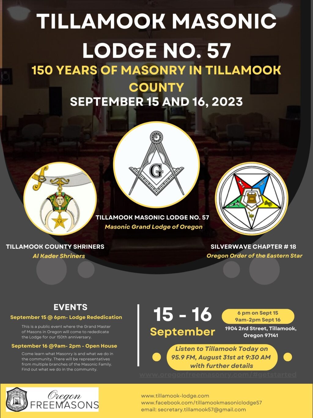 Tillamook Masonic Lodge No. 57 150th anniversary rededication ...